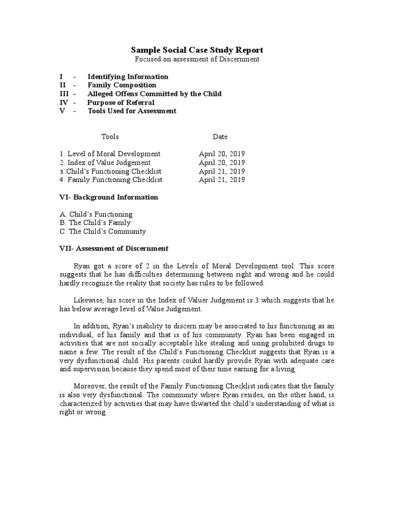 Sample Social Case Study Report | PDF