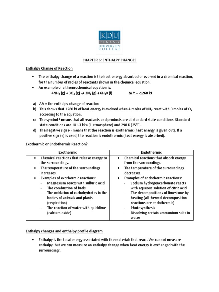 Chapter 6-Enthalpy Changes | PDF | Sodium Hydroxide | Enthalpy