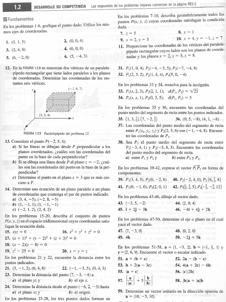 1.2 Espacio Tridimensional y Vectores PDF | PDF