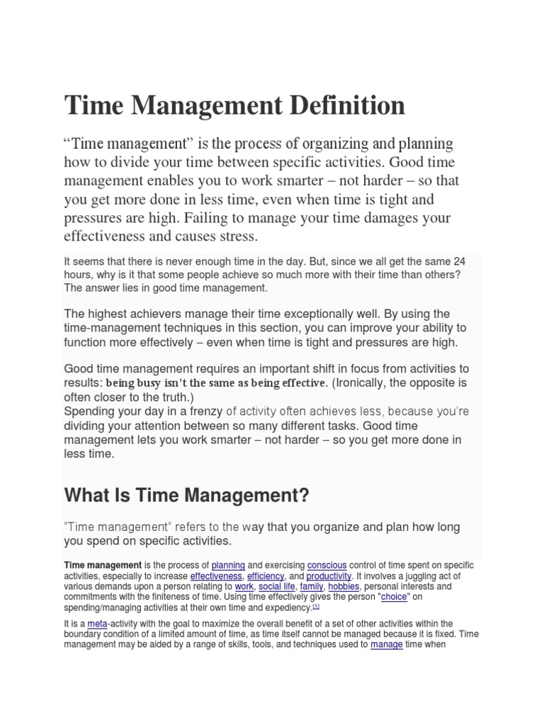 Time Management | PDF | Time Management | Professional Skills