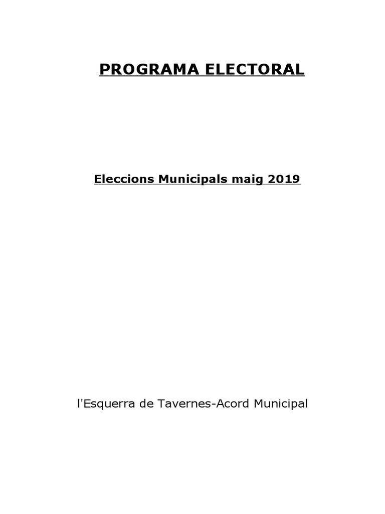 Programa Electoral L'esquerra de Tavernes | PDF