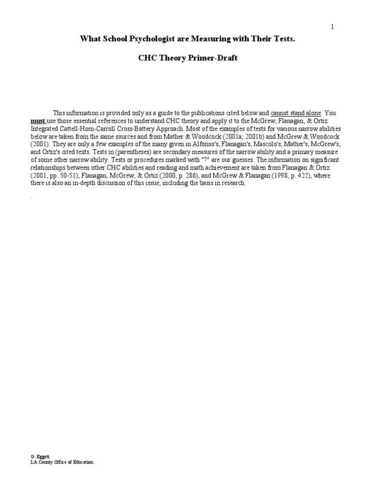 Broad and Narrow Abilities List Handout | PDF | Reading Comprehension ...