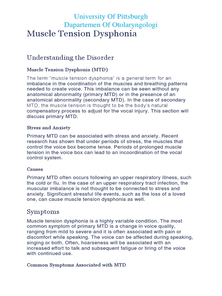 Muscle Tension Dysphonia | Download Free PDF | Clinical Medicine ...
