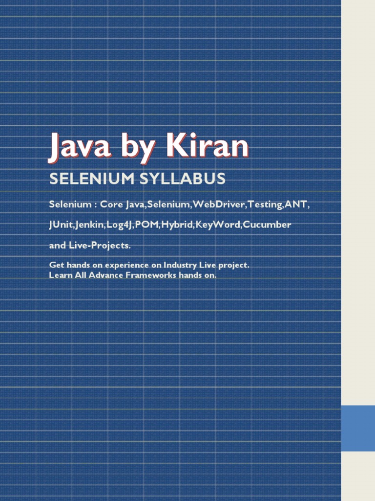 Selenium Testing Syllabus JBK | PDF | Selenium (Software) | Java ... Selenium Testing Syllabus JBK | PDF | Selenium (Software) | Java ...