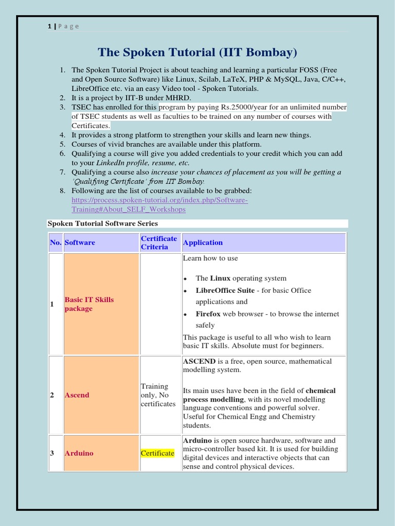 The Spoken Tutorial (IIT Bombay) | PDF | Net Beans | Applications ...