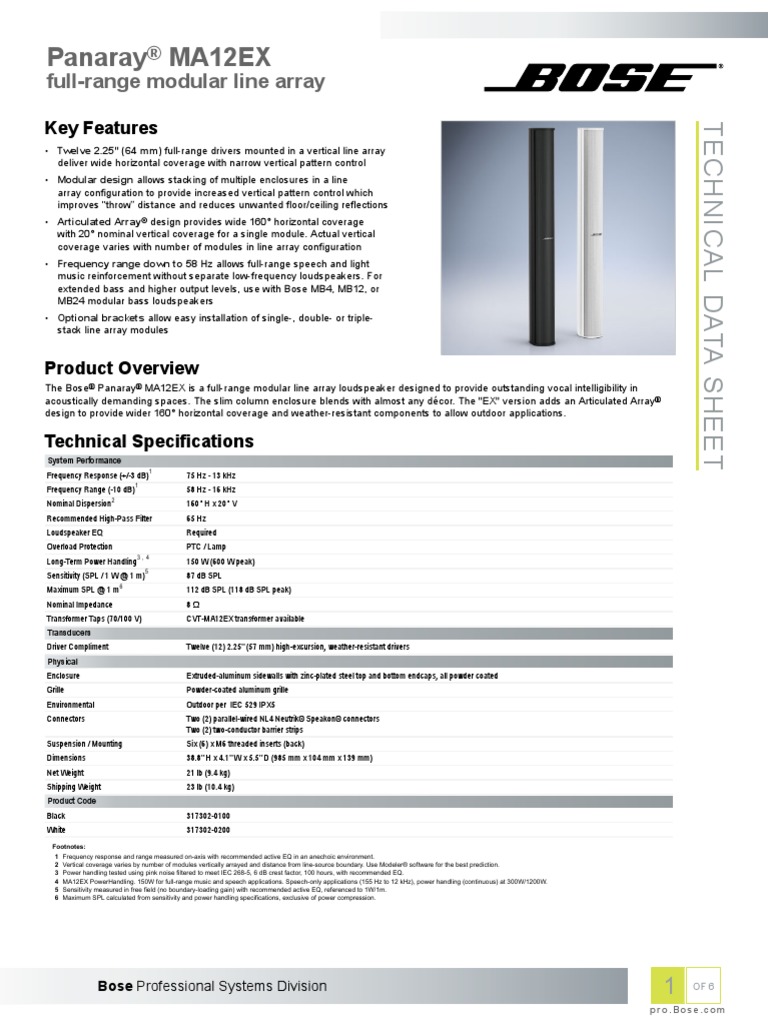 MA 12 EX Modular Line Array Loudspeaker | PDF | Loudspeaker | Audio ...