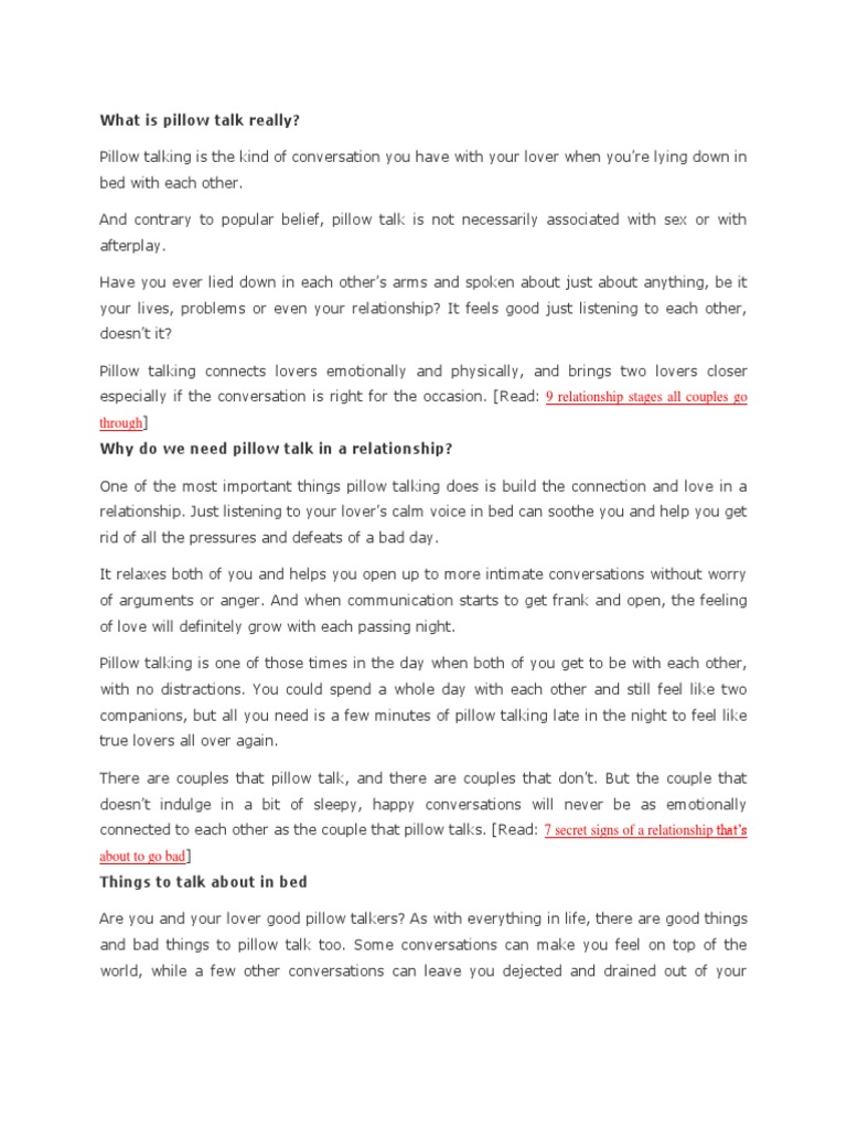 Pillow Talk | PDF | Conversation | Love