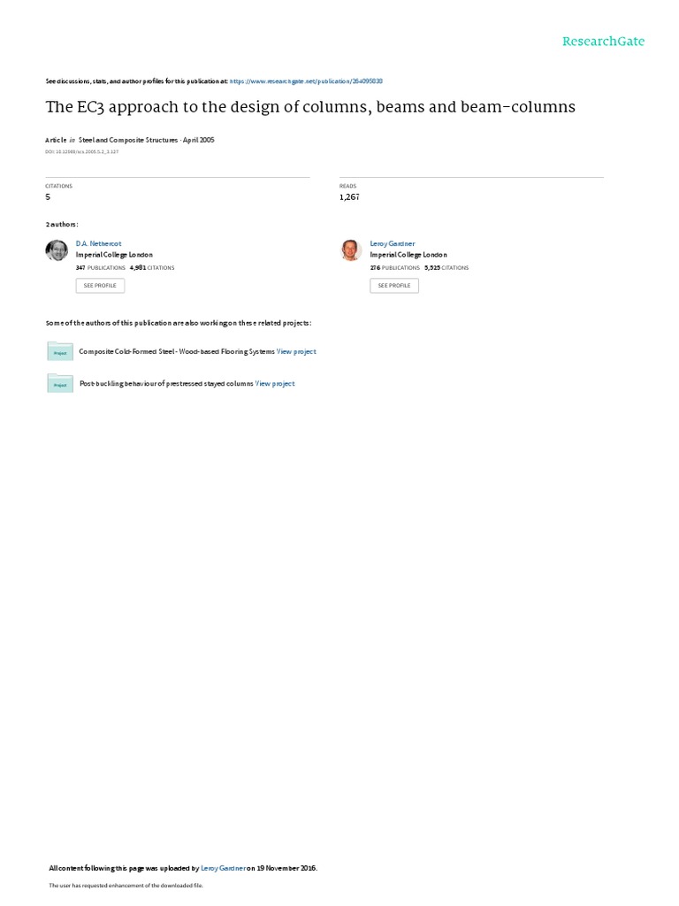 The EC3 Approach To The Design of Columns, Beams and Beam-Columns | PDF ...
