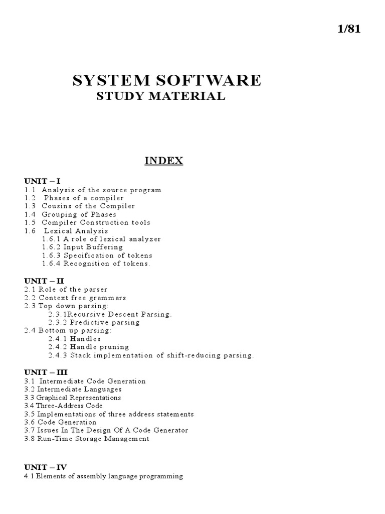 System Software Notes | PDF | Parsing | Compiler