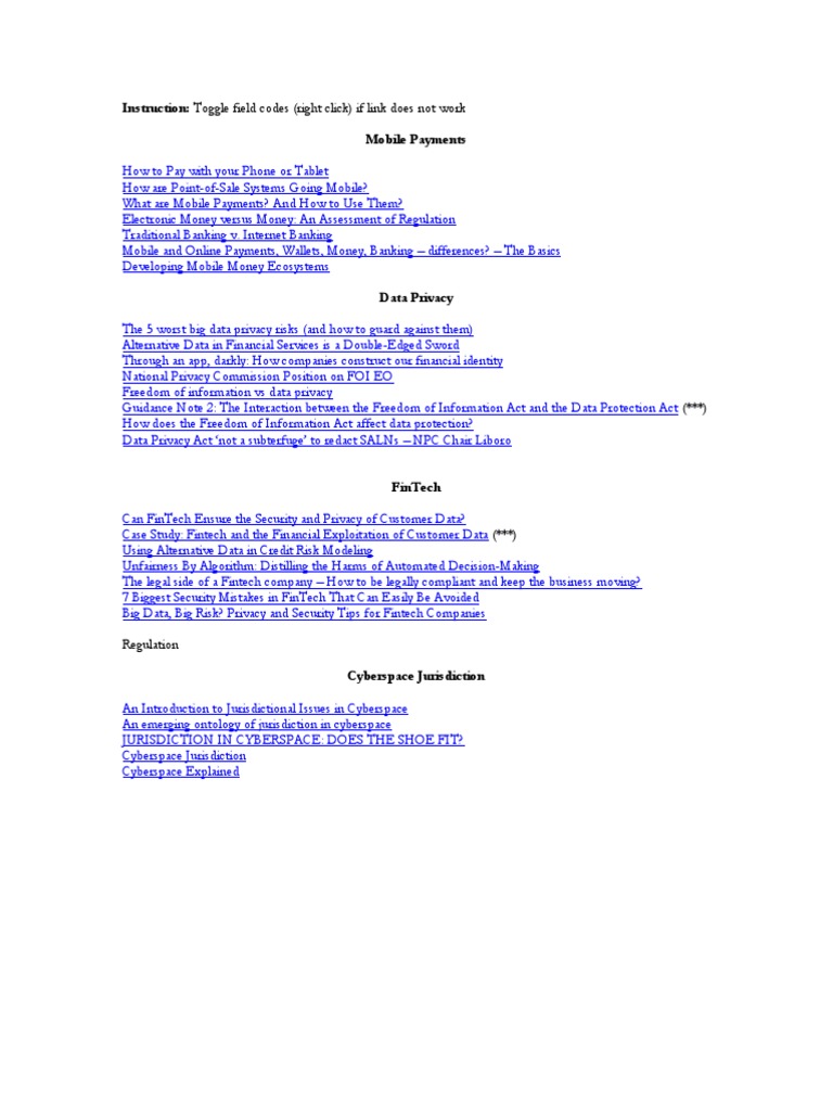 Instruction: Toggle Field Codes (Right Click) If Link Does Not Work ...