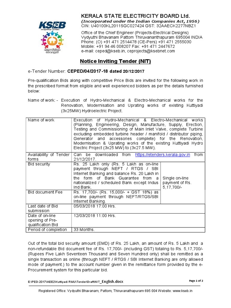 Sample Tender Notice | PDF | Business