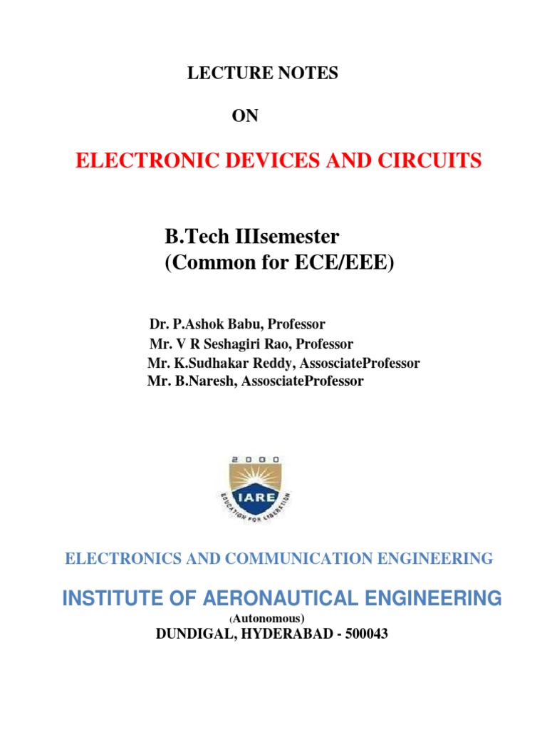 Iare Ece Edc Notes Pdf Download Free Pdf P N Junction Diode