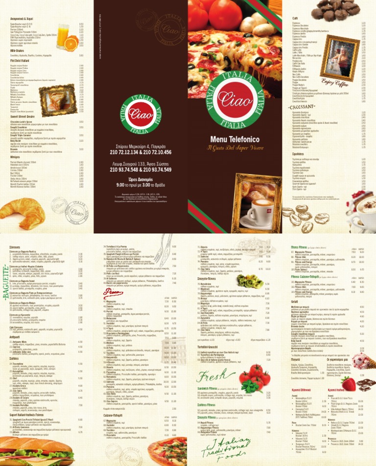 Ciao Italia Delivery Menu | PDF