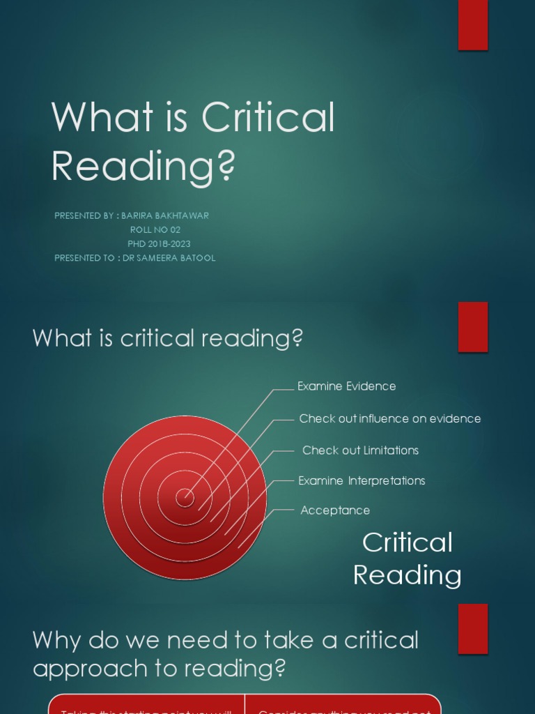 Critical Reading | PDF | Argument | Evaluation