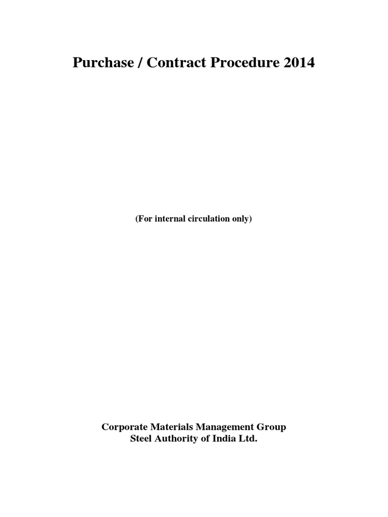 Purchase / Contract Procedure 2014: Corporate Materials Management Group Steel Authority of ...