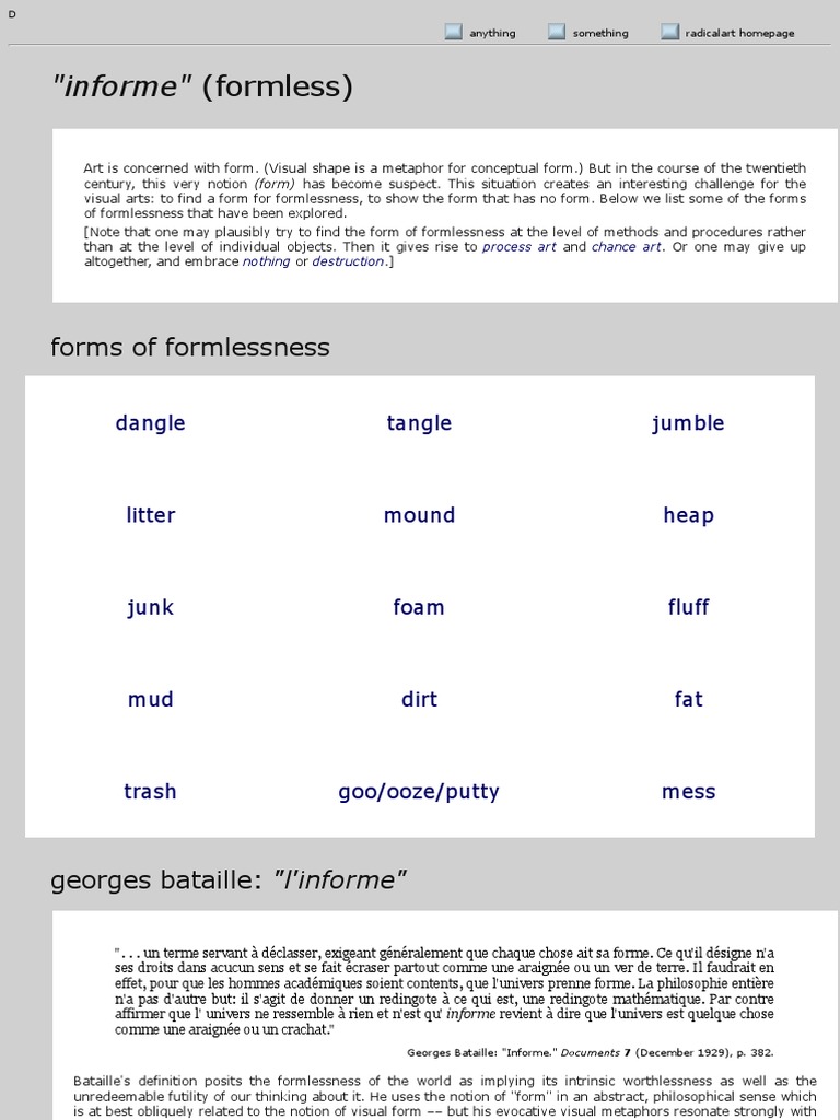 "Informe" (Formless) : Forms of Formlessness | PDF | Stochastic