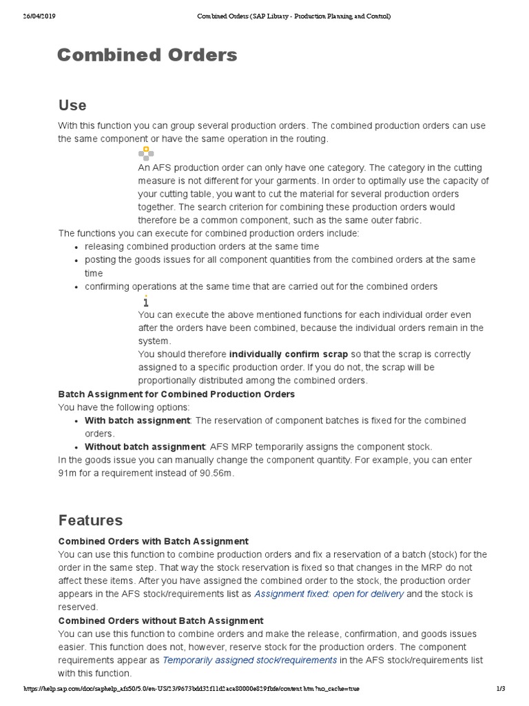 Combined Production Orders in SAP | PDF | Areas Of Computer Science ...