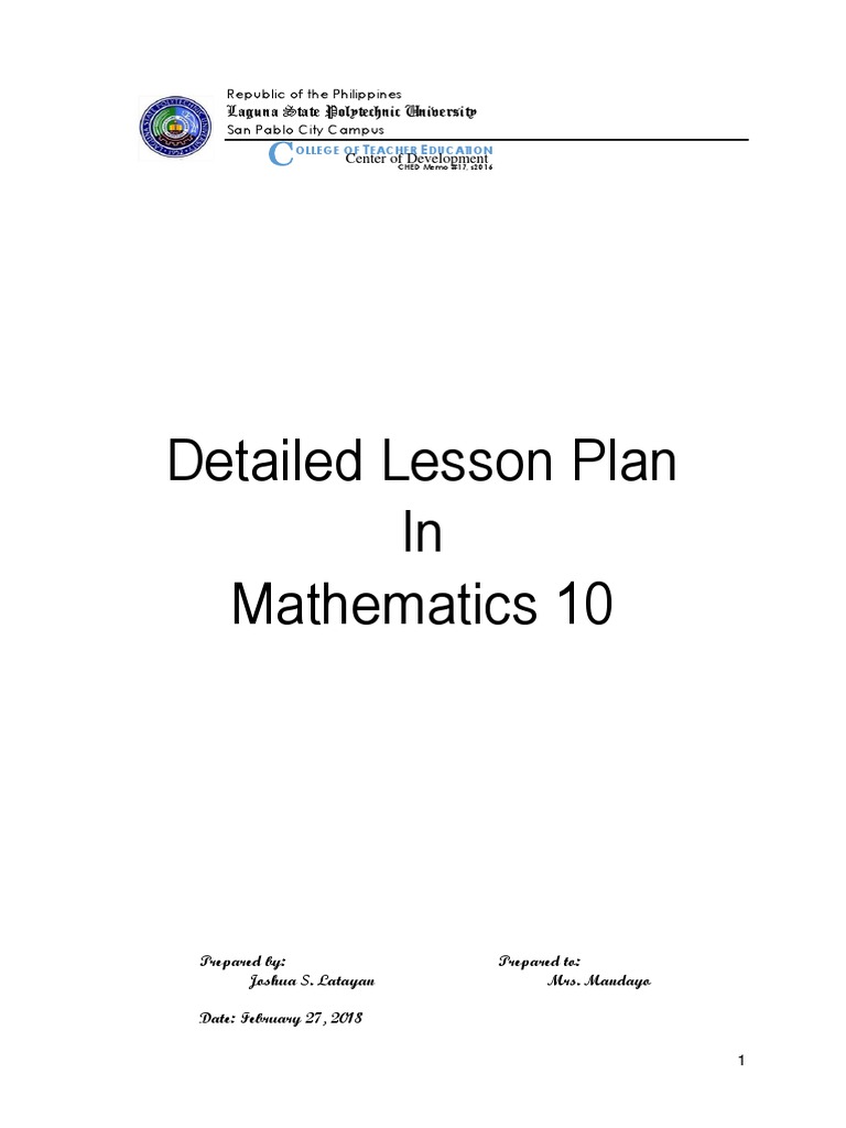 Detailed Lesson Plan For Demo | PDF | Percentile | Interpolation