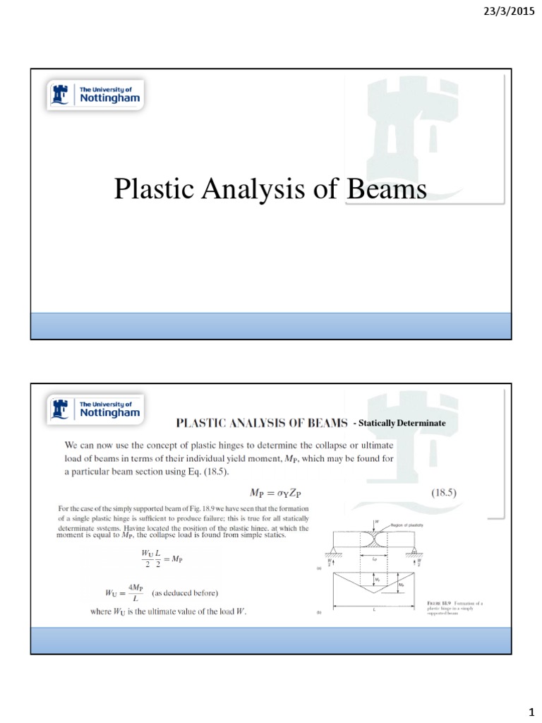 Plastic Analysis of Beams: - Statically Determinate | PDF | Beam (Structure) | Solid Mechanics