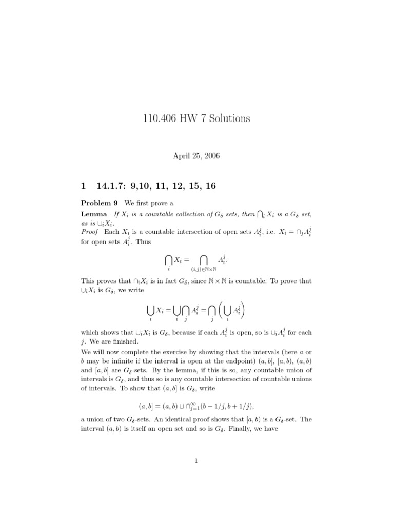 Solutions to Measure Theory Homework Problems on Countable Unions of ...