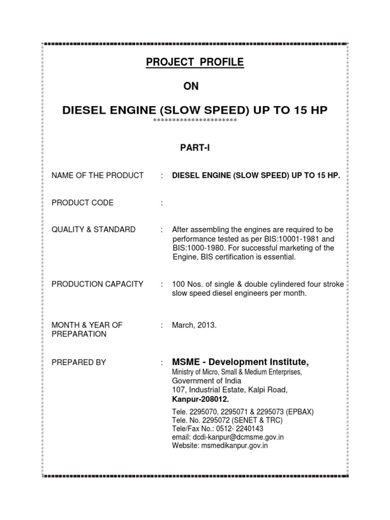 Diesel Engine (Slow Speed) Up To 15 HP | PDF | Engine Technology ...