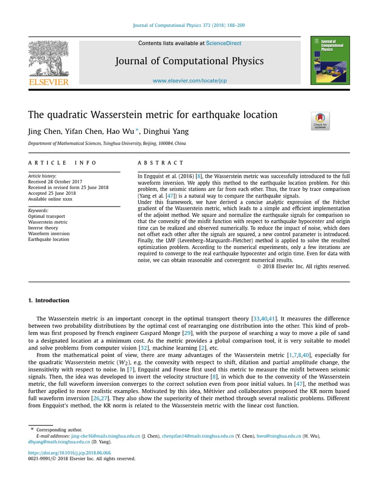 Journal of Computational Physics: Jing Chen, Yifan Chen, Hao Wu ...