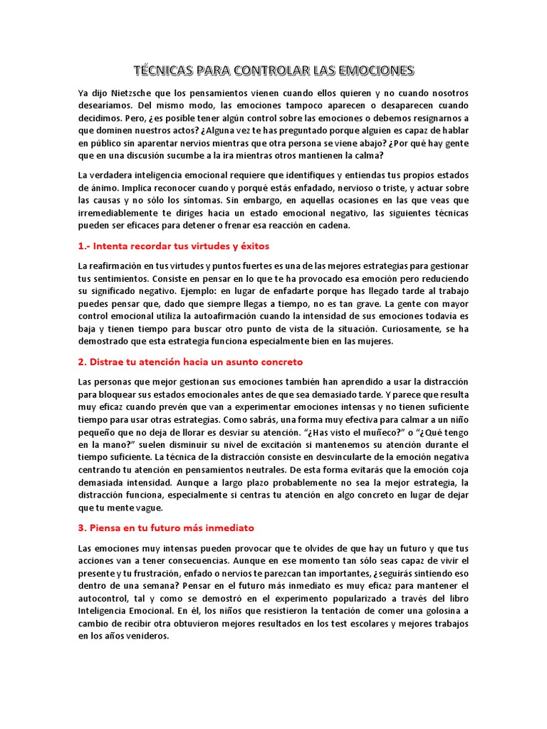 Cómo gestionar las emociones: 8 estrategias efectivas para controlar estados emocionales ...