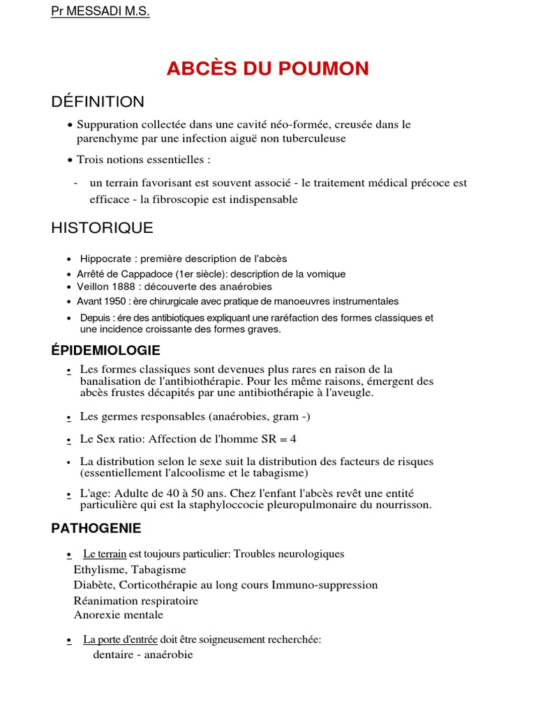 Gestion des abcès pulmonaires | PDF | Poumon | Immunologie