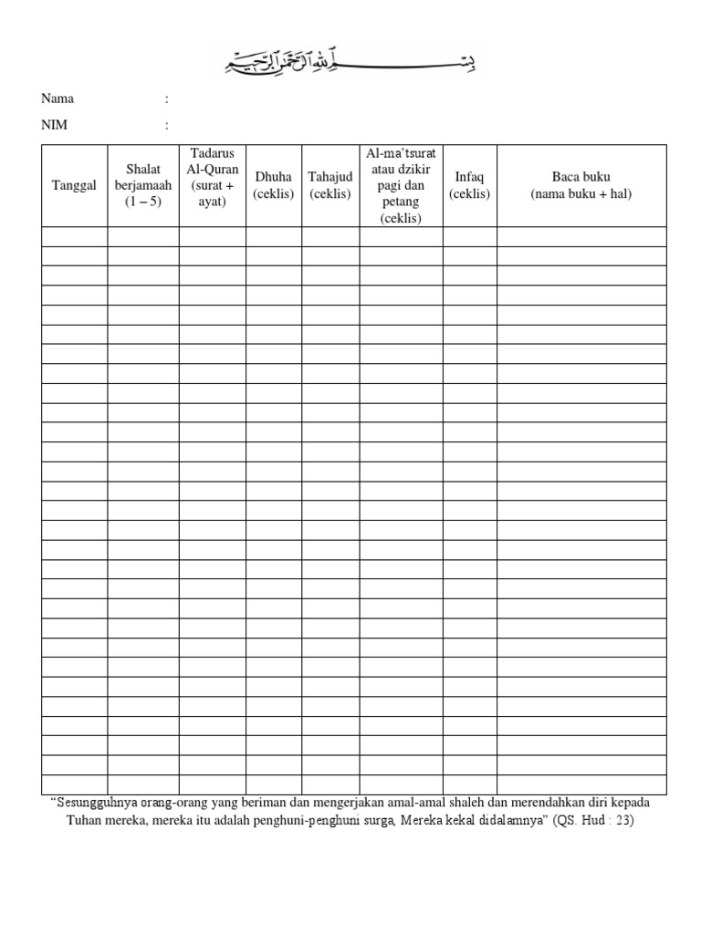 Cek Amalan Harian | PDF