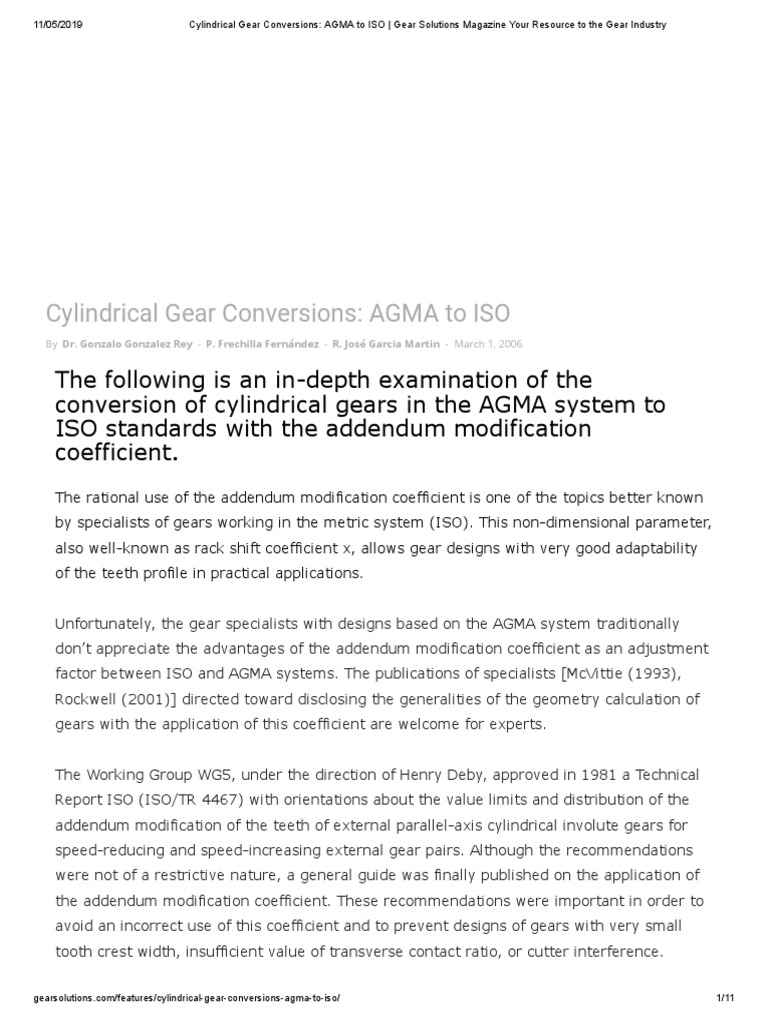 Cylindrical Gear Conversions - AGMA To ISO - Gear Solutions Magazine ...