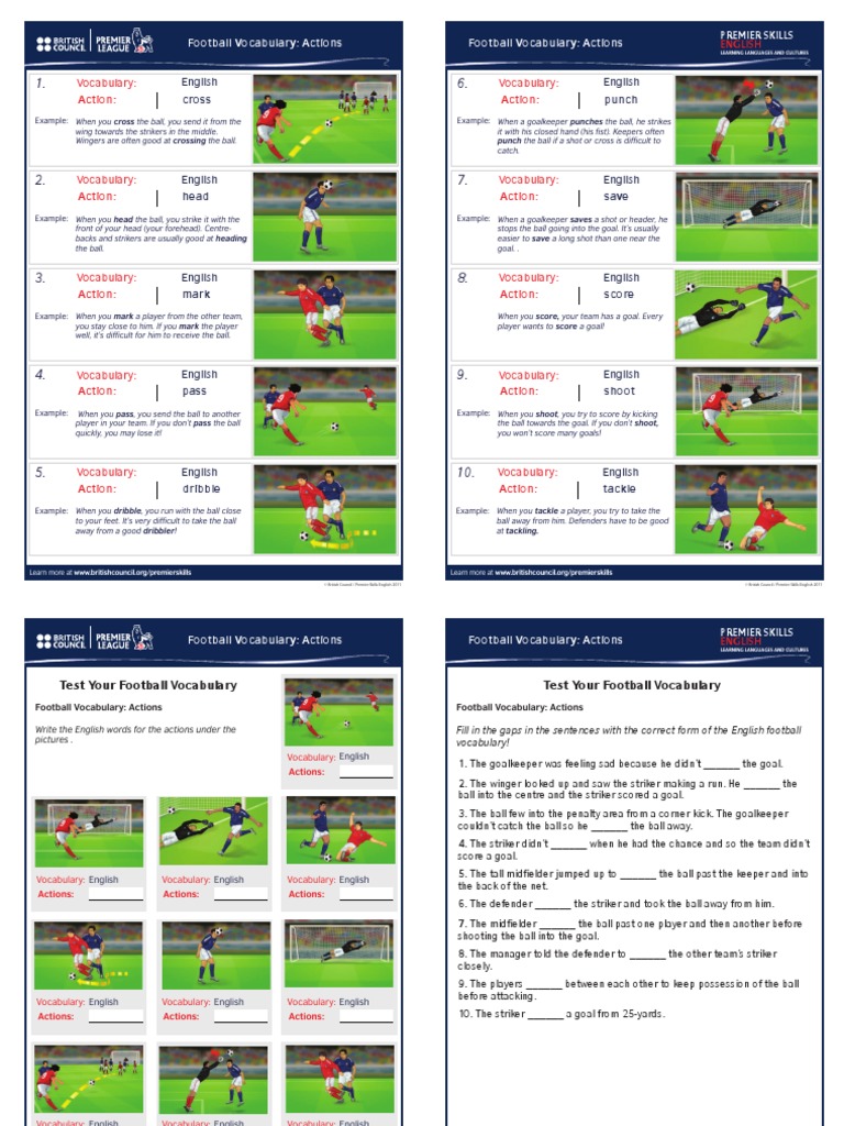 Football Vocabulary | PDF | Forward (Association Football) | Leisure