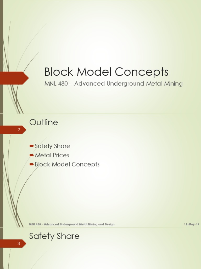 10 MNL480 2019 Block Model Concepts | PDF | Ore | Mining