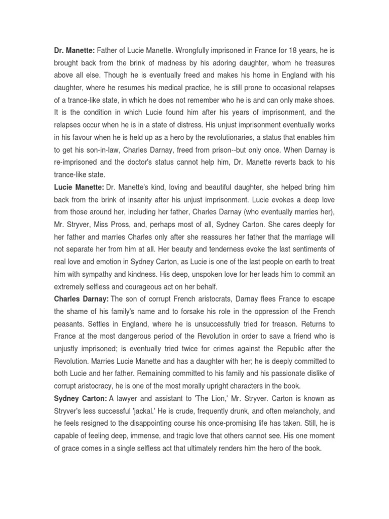 Key Characters in A Tale of Two Cities | PDF | A Tale Of Two Cities ...