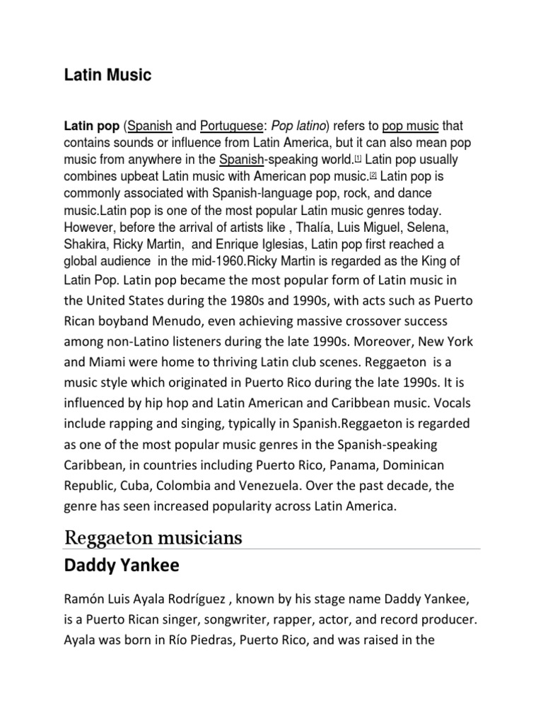 Latin Music: Reggaeton Musicians | PDF | Spanish Language Music | Latin ...