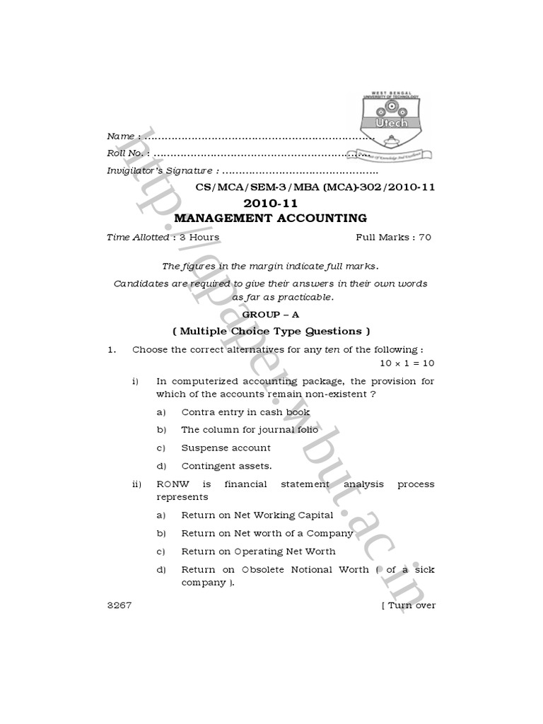 HT TP: //qpa Pe R.W But .Ac .In: 2010-11 Management Accounting | PDF | Cash Flow Statement | Revenue