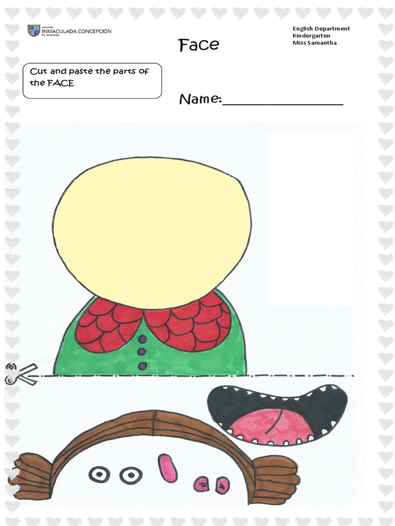 Name: - : Cut and Paste The Parts of The FACE | PDF