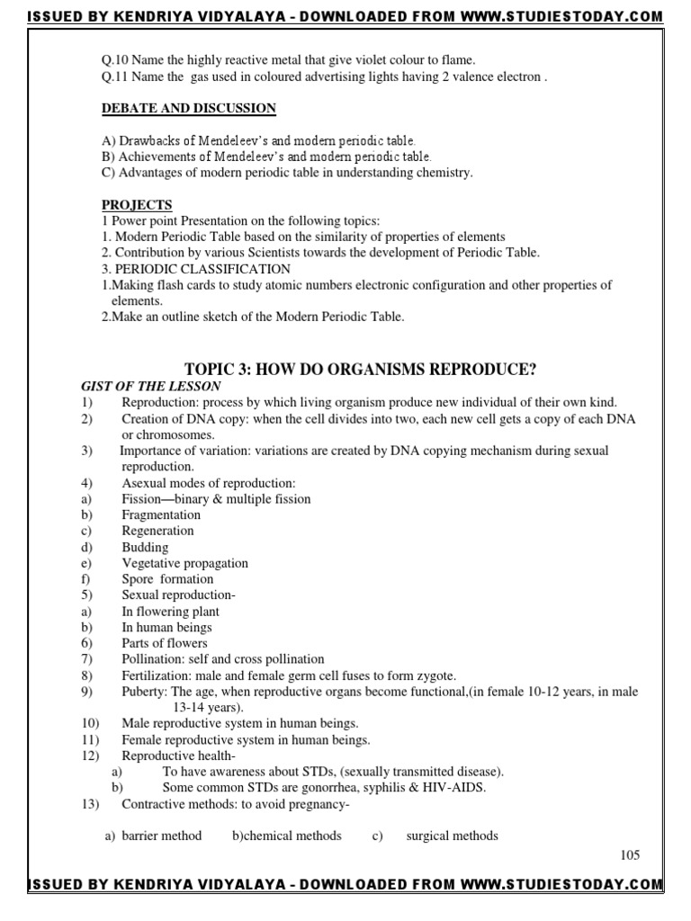 CBSE Class X Science How Do Organisms Reproduce Concepts | PDF ...