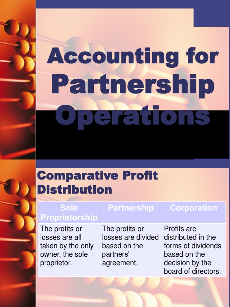 Partnership Operation | PDF | Partnership | Debits And Credits