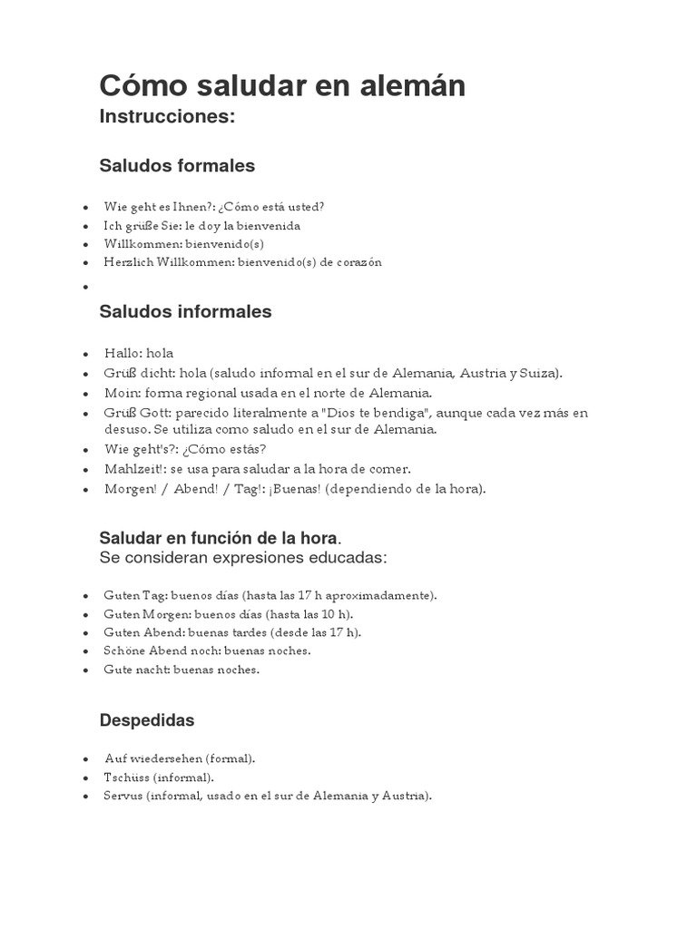 Cómo Saludar en Alemán | PDF