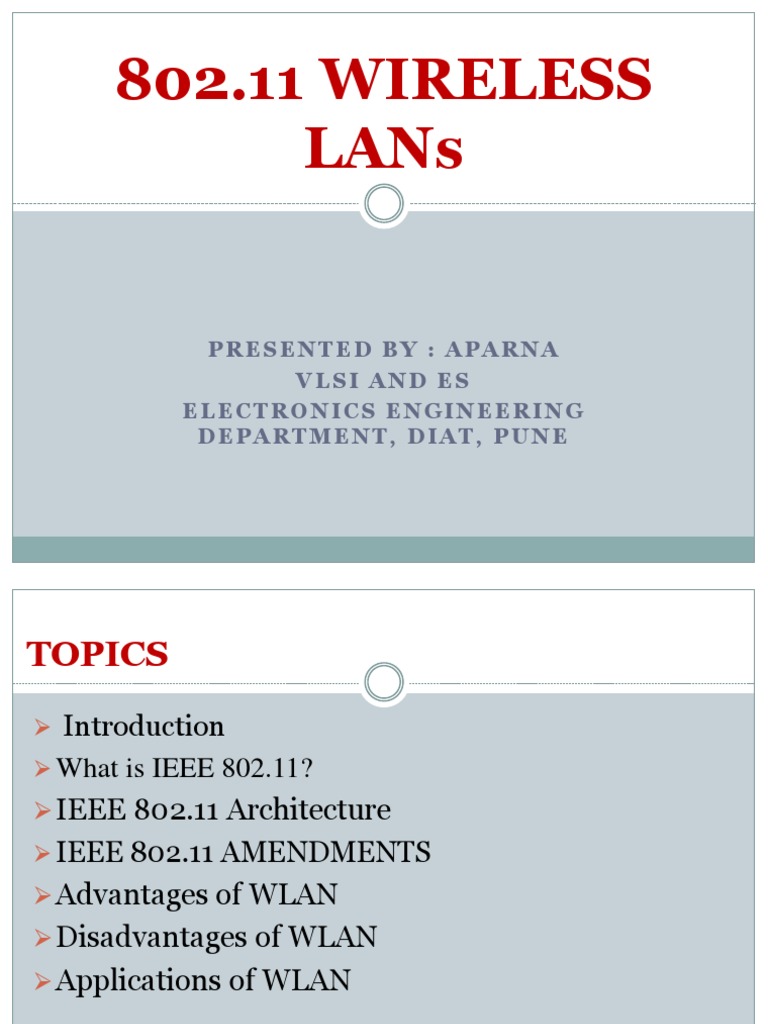 802.11 Wlan | PDF | Ieee 802.11 | Wireless Lan