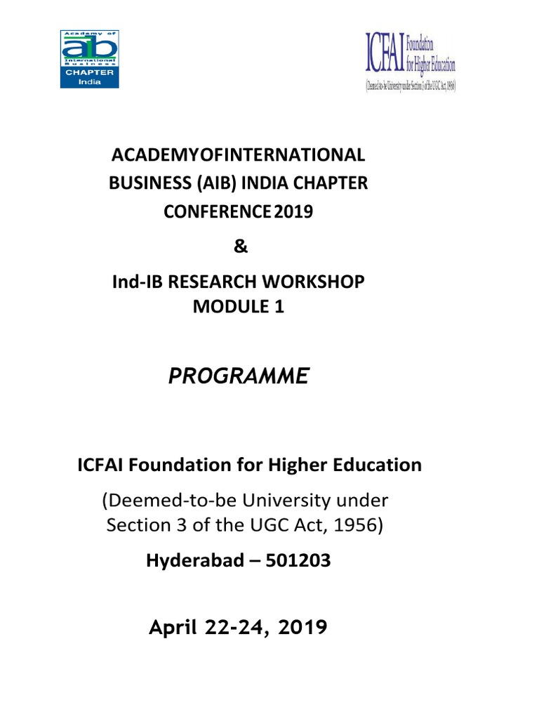 Academy of International Business (Aib) India Chapter Conference 2019 ...