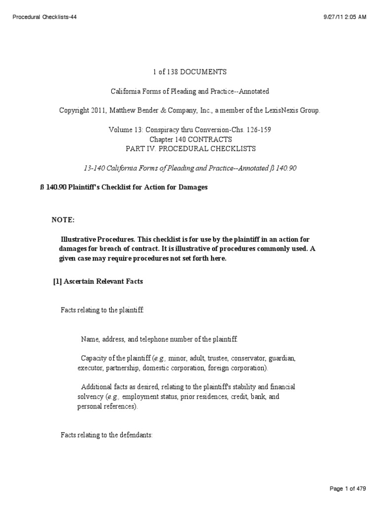 Lexis Nexis Data Over 500 Pages of Outline and Actions Structured ...