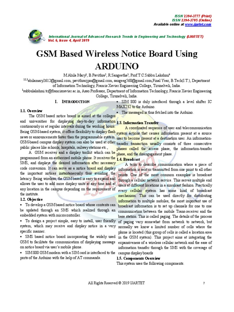 GSM Based Wireless Notice Board Using ARDUINO | PDF | Arduino | Microcontroller