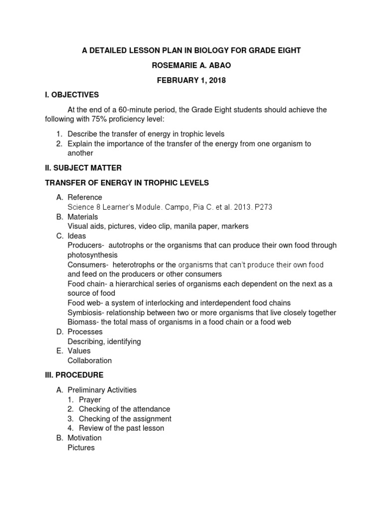 Energy Transfer in Grade 8 Biology | PDF | Biomass (Ecology) | Food Web