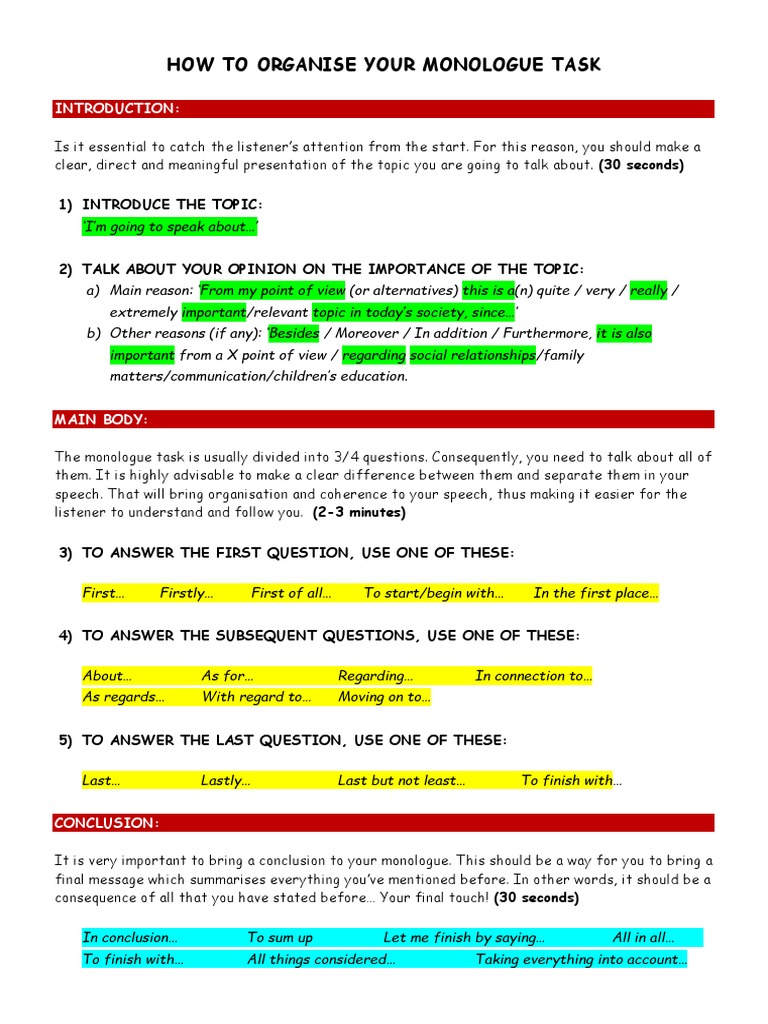 Monologue Structure Guide | PDF