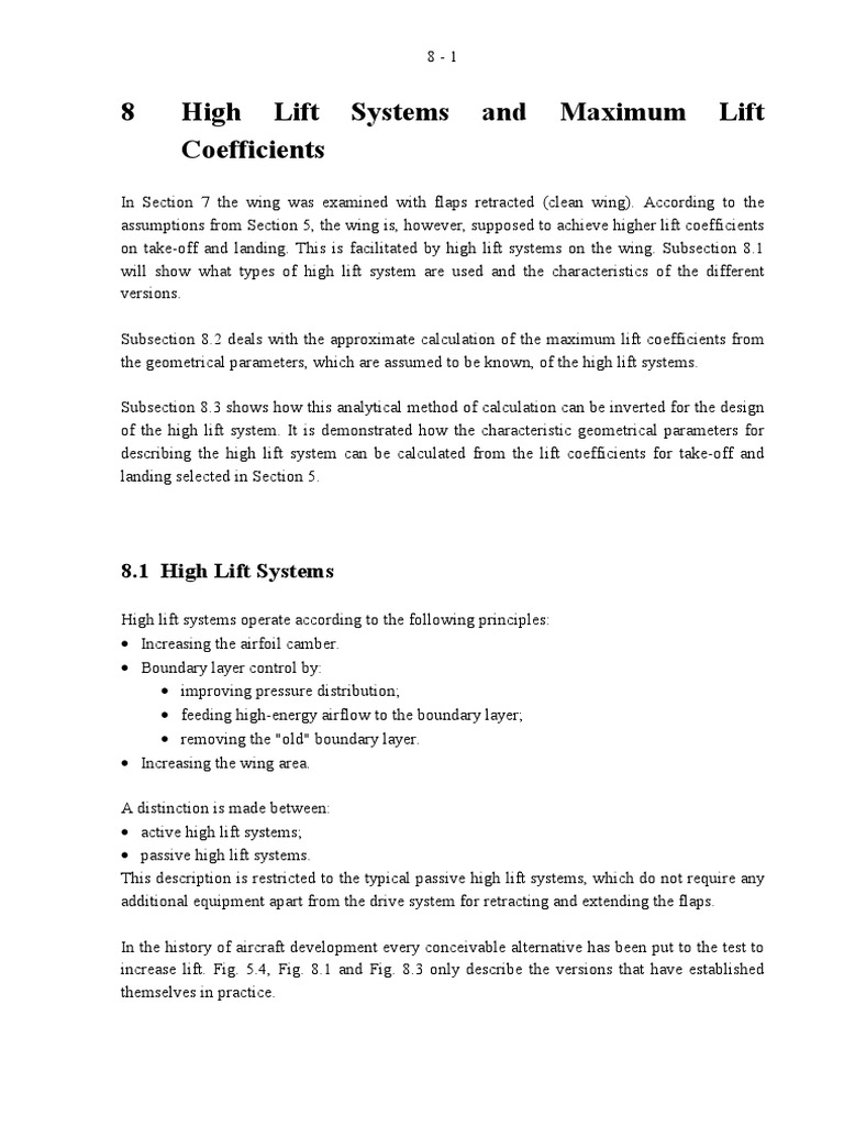 AircraftDesign 8 HighLift | PDF | Lift (Force) | Airfoil