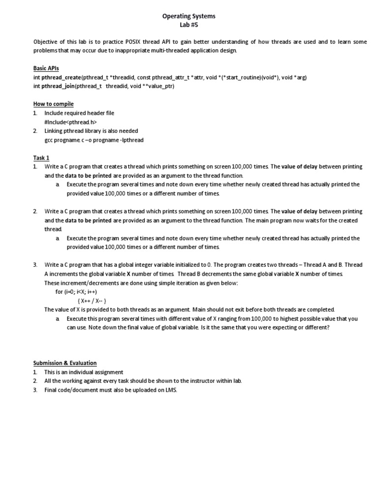 LabAssignment 05 | PDF | C (Programming Language) | Thread (Computing)