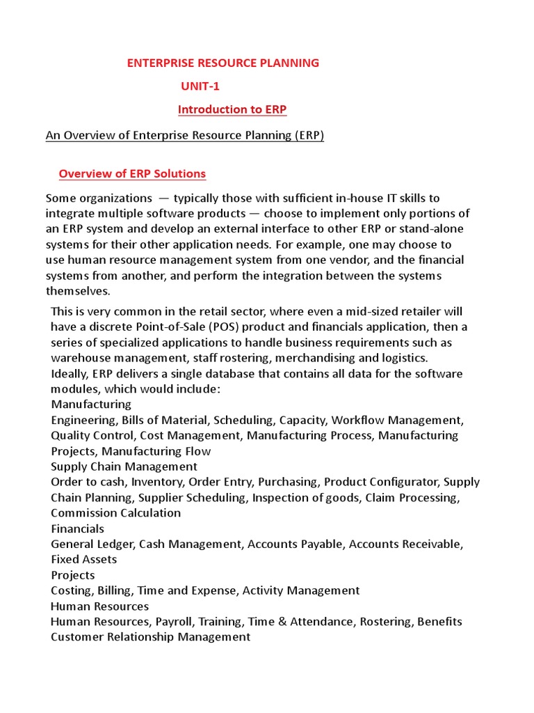 ERP | PDF | Enterprise Resource Planning | Supply Chain