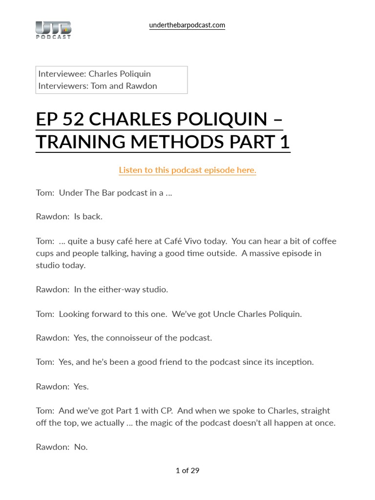 Ep 52 Charles Poliquin - Training Methods Part 1: Listen To This ...