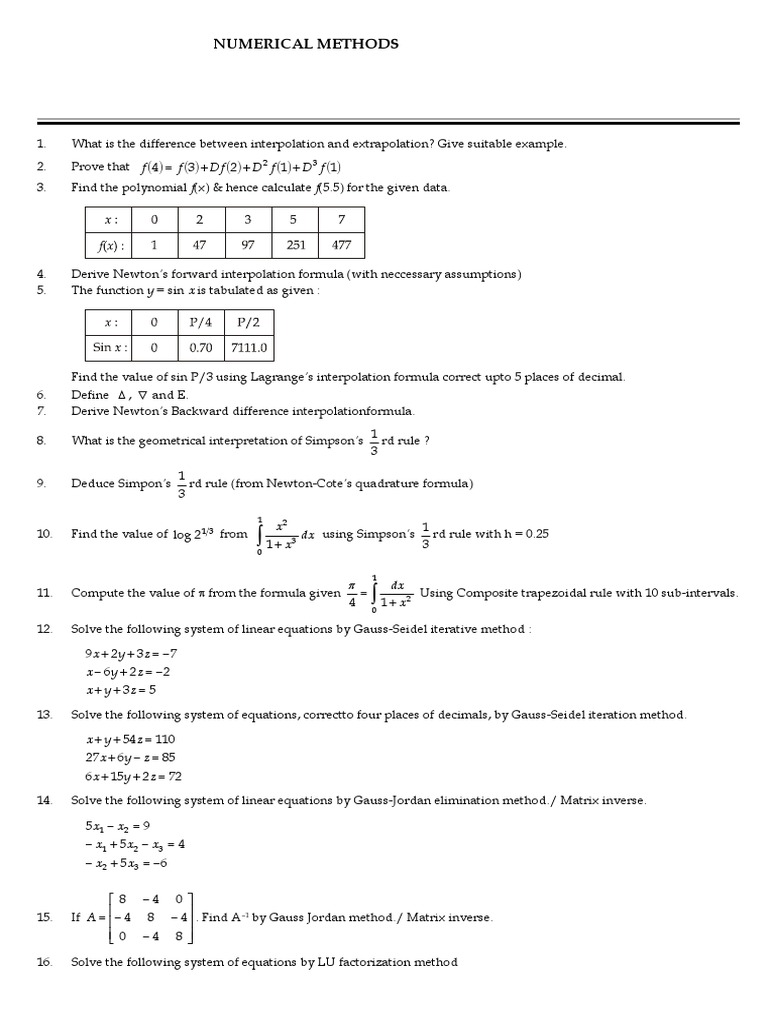 Numerical Methods: F D F D DF F F | PDF | Numerical Analysis | Algorithms And Data Structures